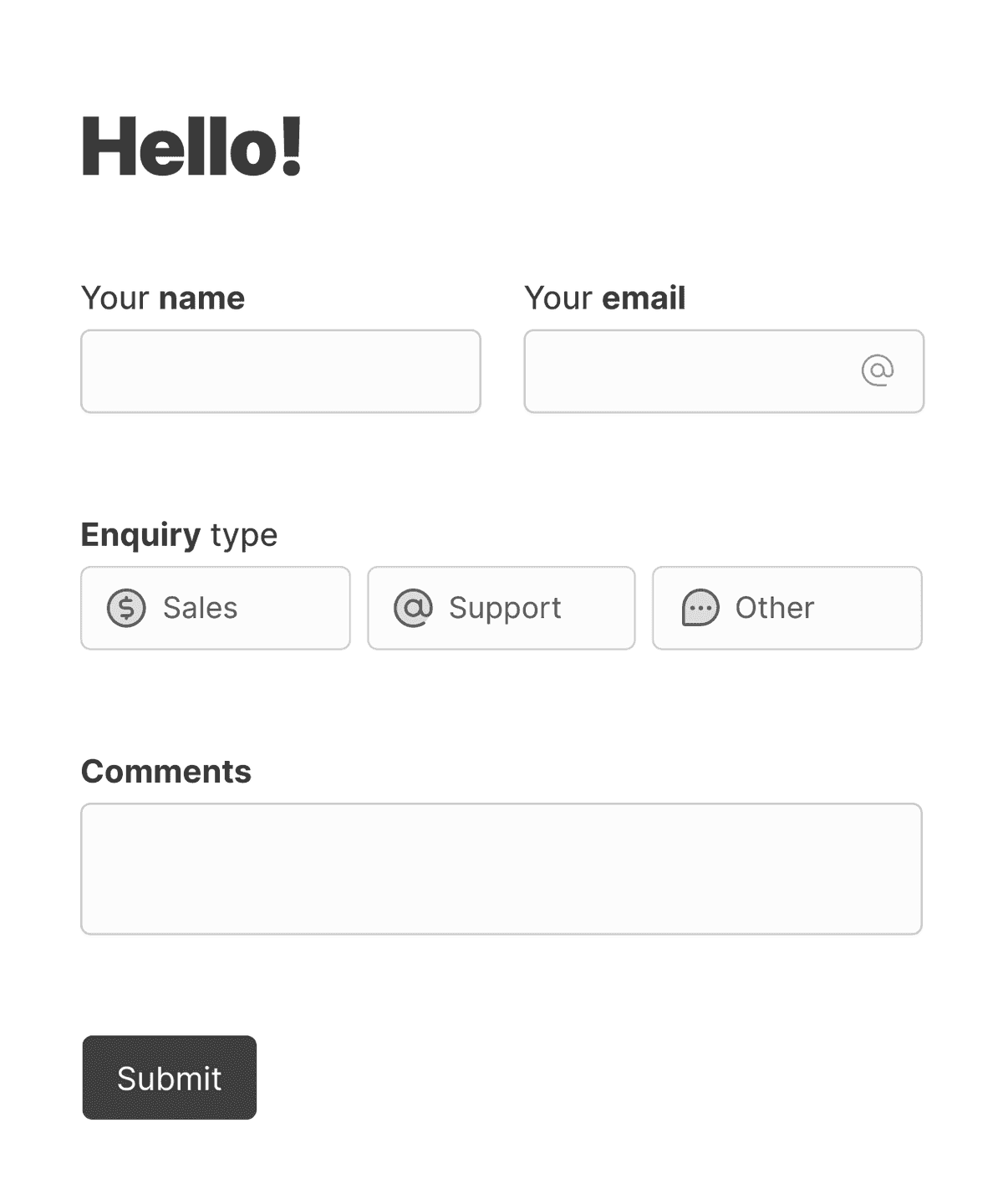 Sales and Support Contact Form Template
