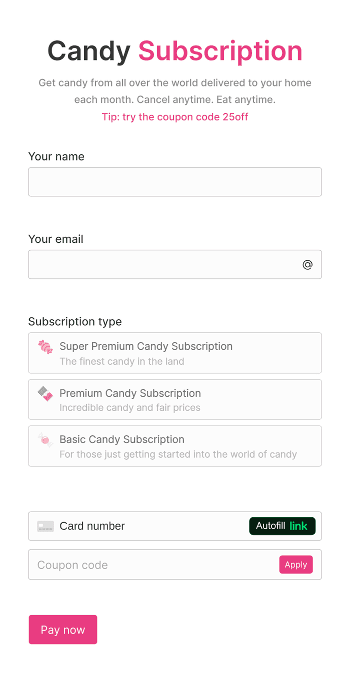 Subscription Form Template