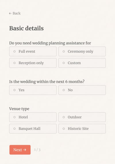 Wedding Planning Cost Estimation Form Template